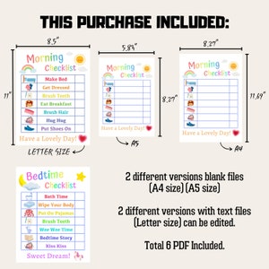 Editable Kids Morning/bedtime Checklist Printable | Printable Kid ...