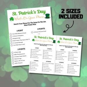 St. Patrick's Day What's on Your Phone Game | Printable St. Pattys ...
