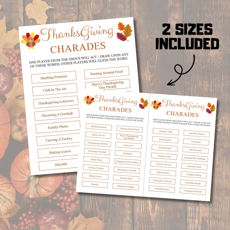 Thanksgiving Charades Game | Printable Friendsgiving Games ...