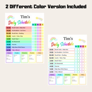 Kids Daily Schedule Rainbow Color | Organize Child's Daily Routine ...