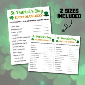 St. Patrick's Day Lucky or Unlucky Game | Printable St. Patty's Lucky ...