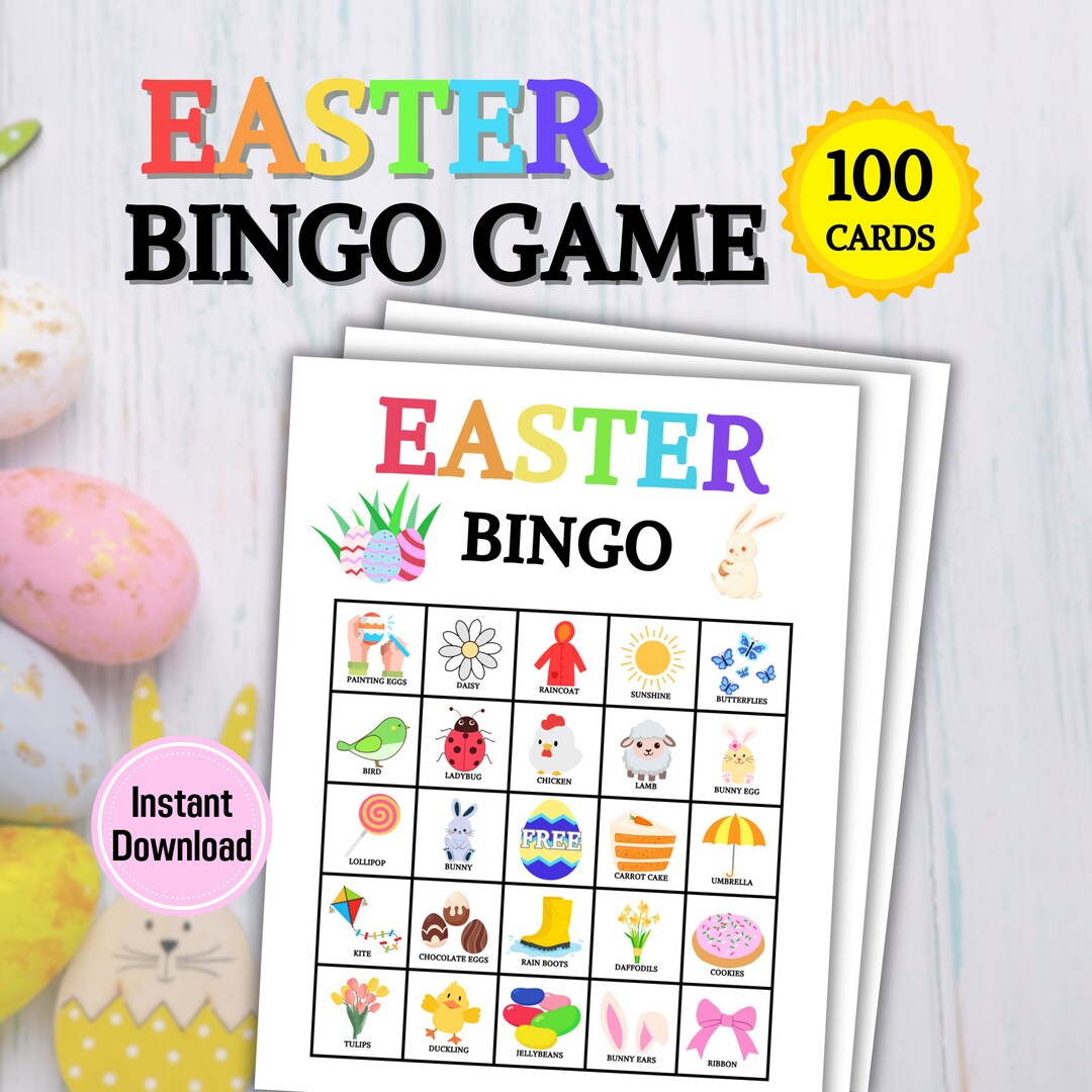 100 Easter Bingo Game | Easter Bingo Board Activity for Kids | Easter ...