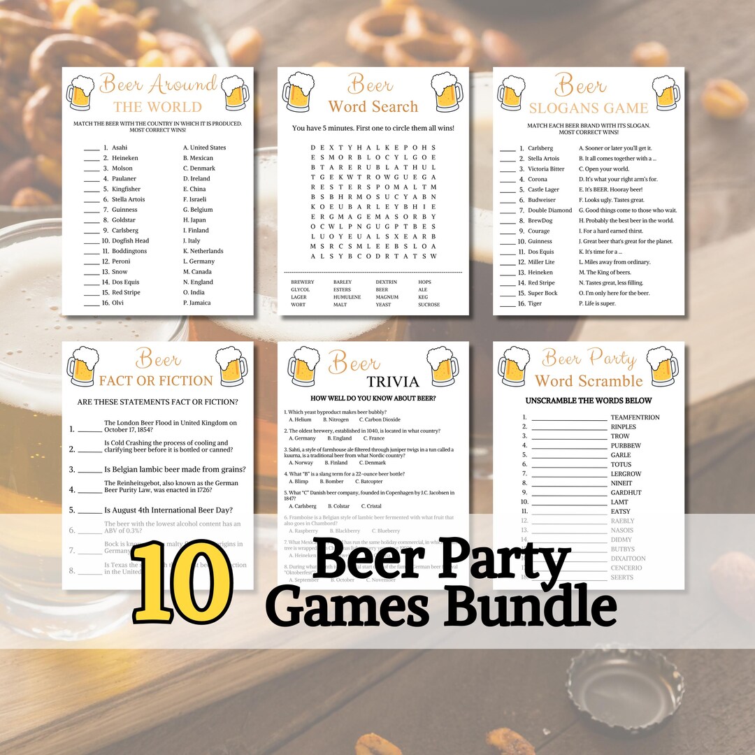 Beer Party Game Bundle | 10 Beer Party Games BEST Price Bundle ...