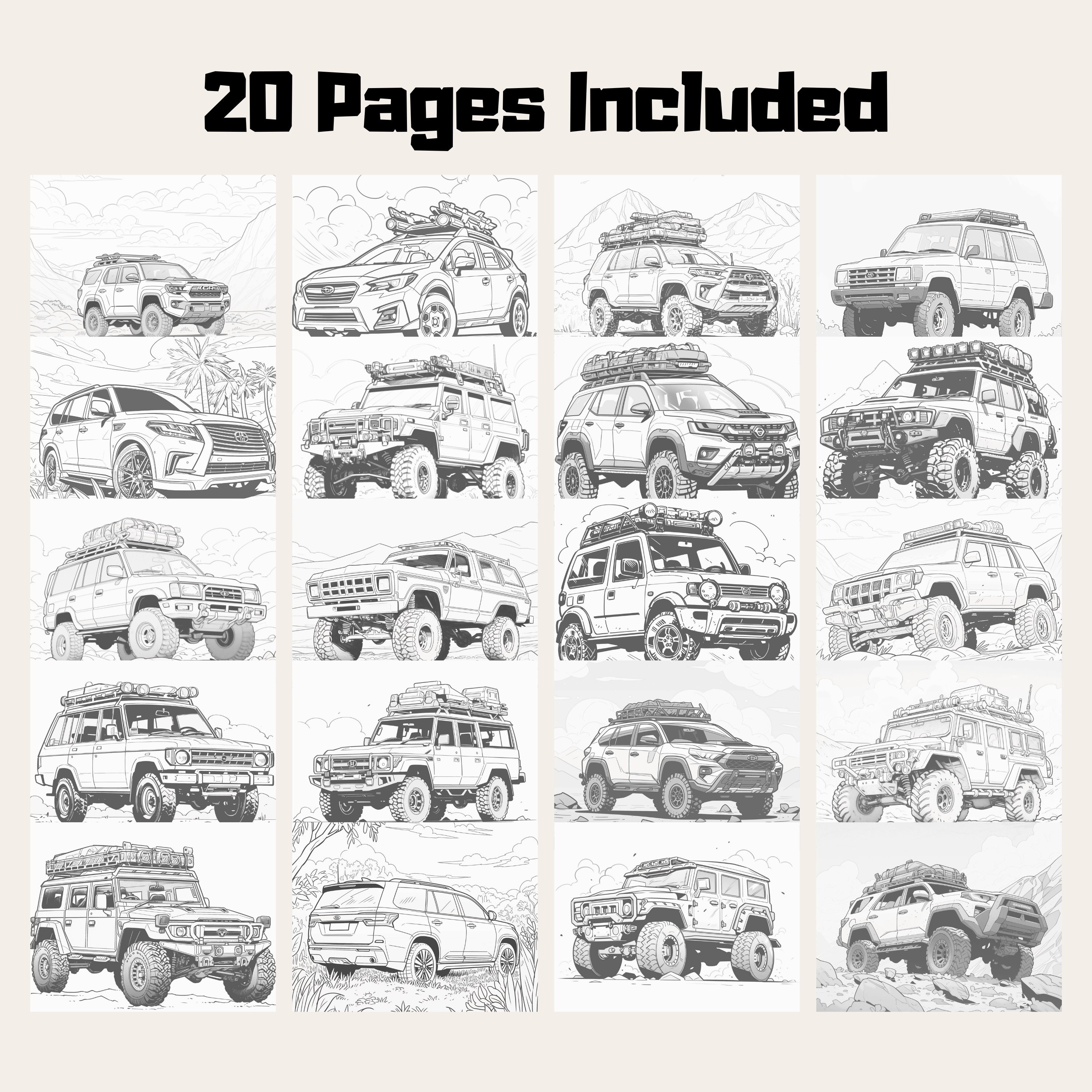 Sports Utility Vehicle Coloring Book, Fun and Educational SUV Coloring ...