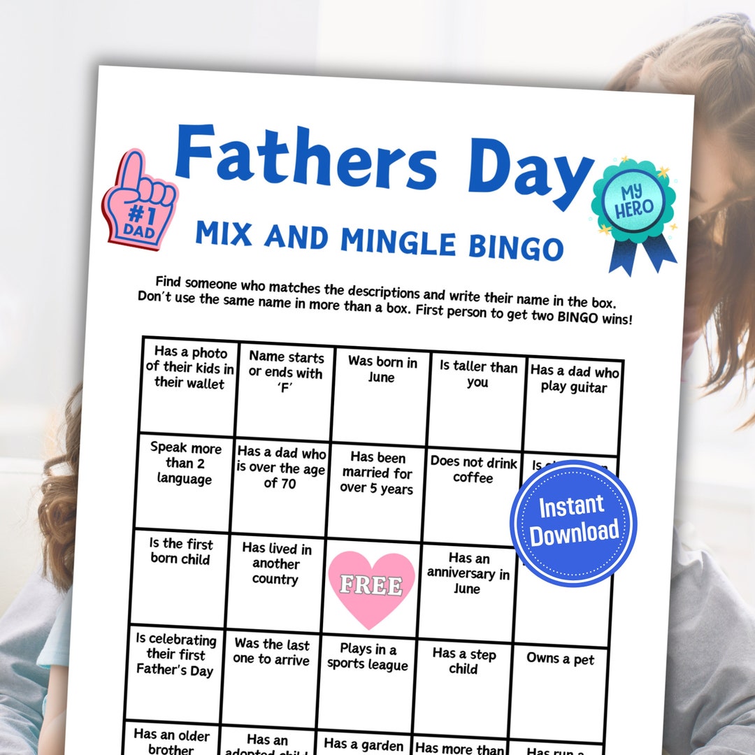 Fathers Day Mix and Mingle Bingo | Fathers Day Find the Guest Bingo ...
