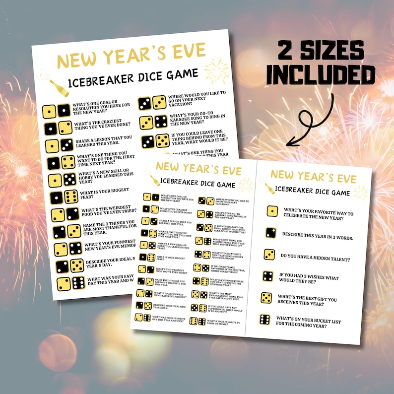 New Year's Eve Icebreaker Dice Game | Get to Know You Dice Game ...