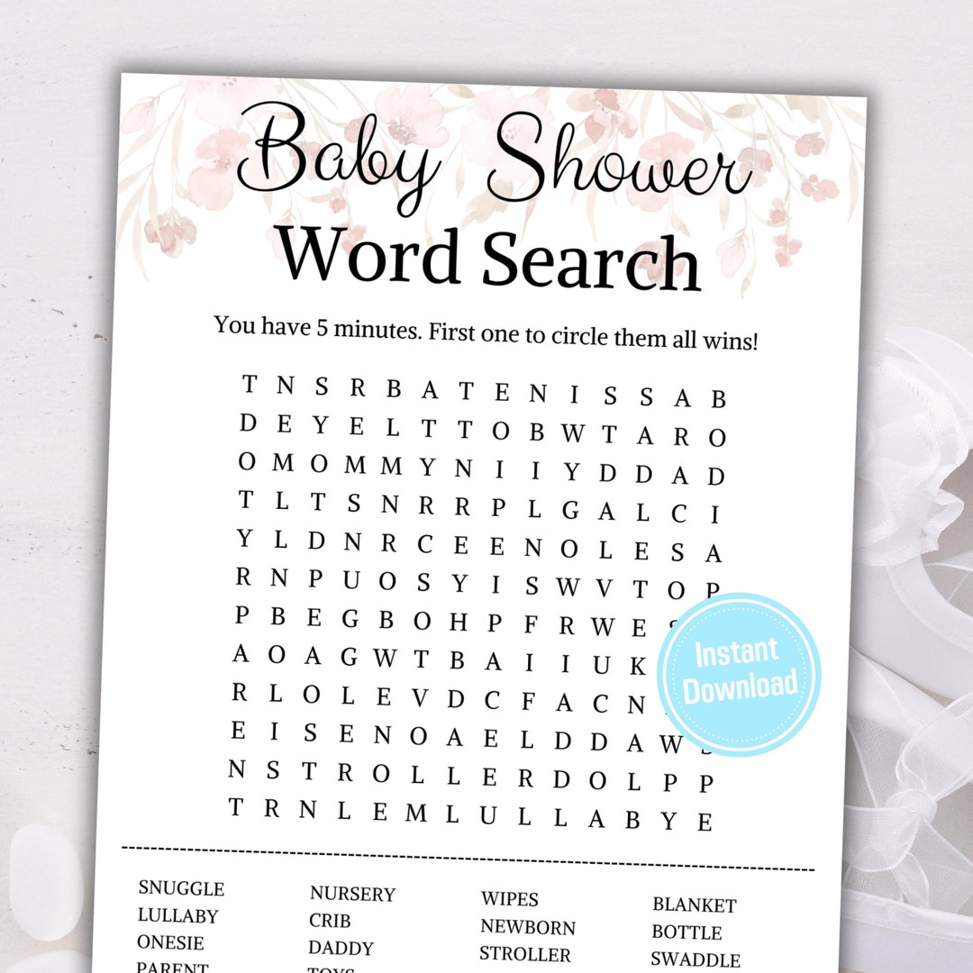 Baby Shower Word Search Game | Word Search Puzzle Game | Baby Shower ...