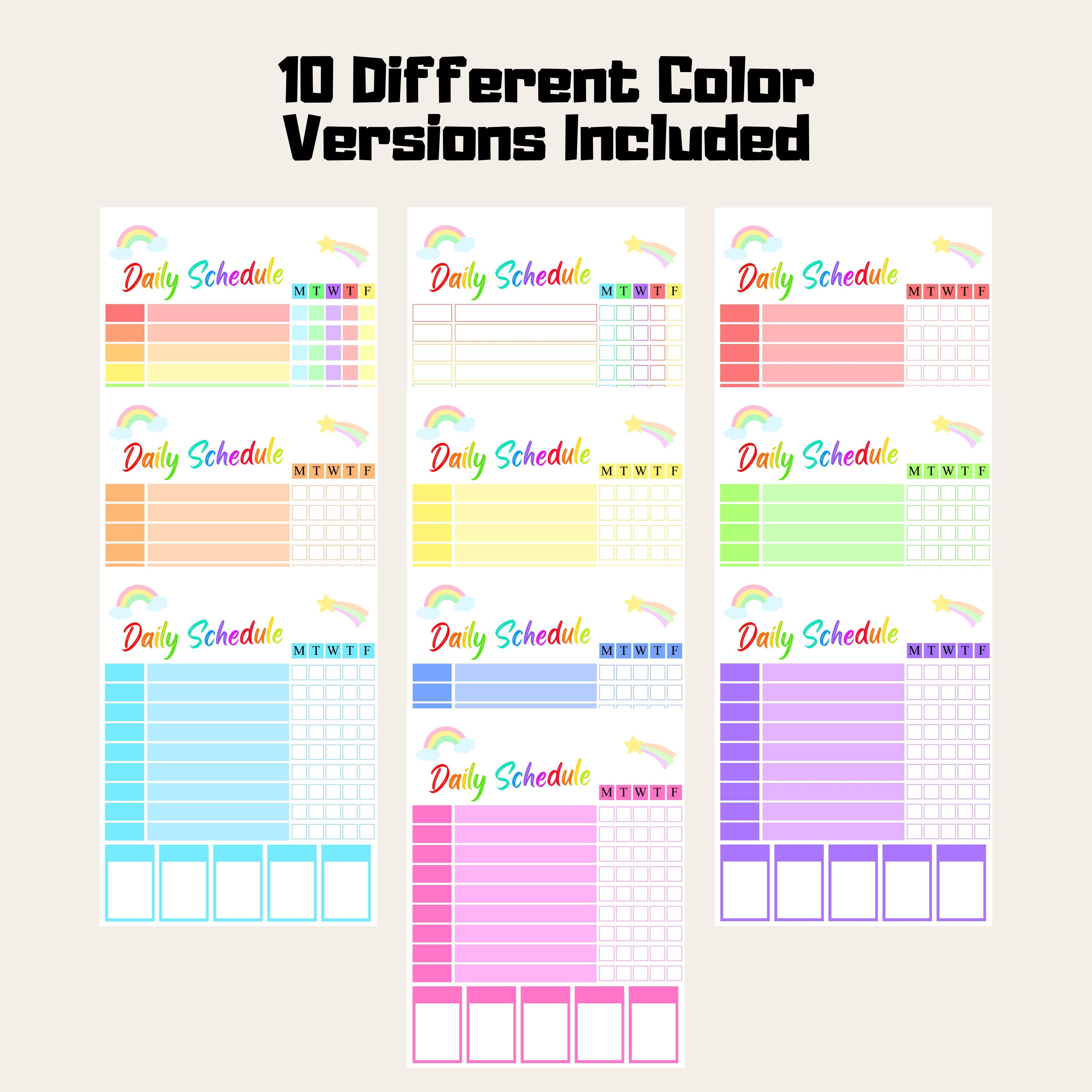 Editable Daily Checklist for Kids All Color Bundle, Cute Printable ...