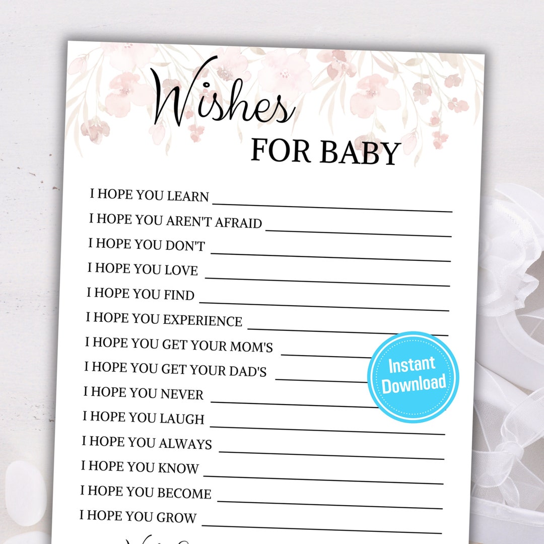 Baby Shower Wishes for Baby | Well Wishes Baby Card | Minimalist Boho ...