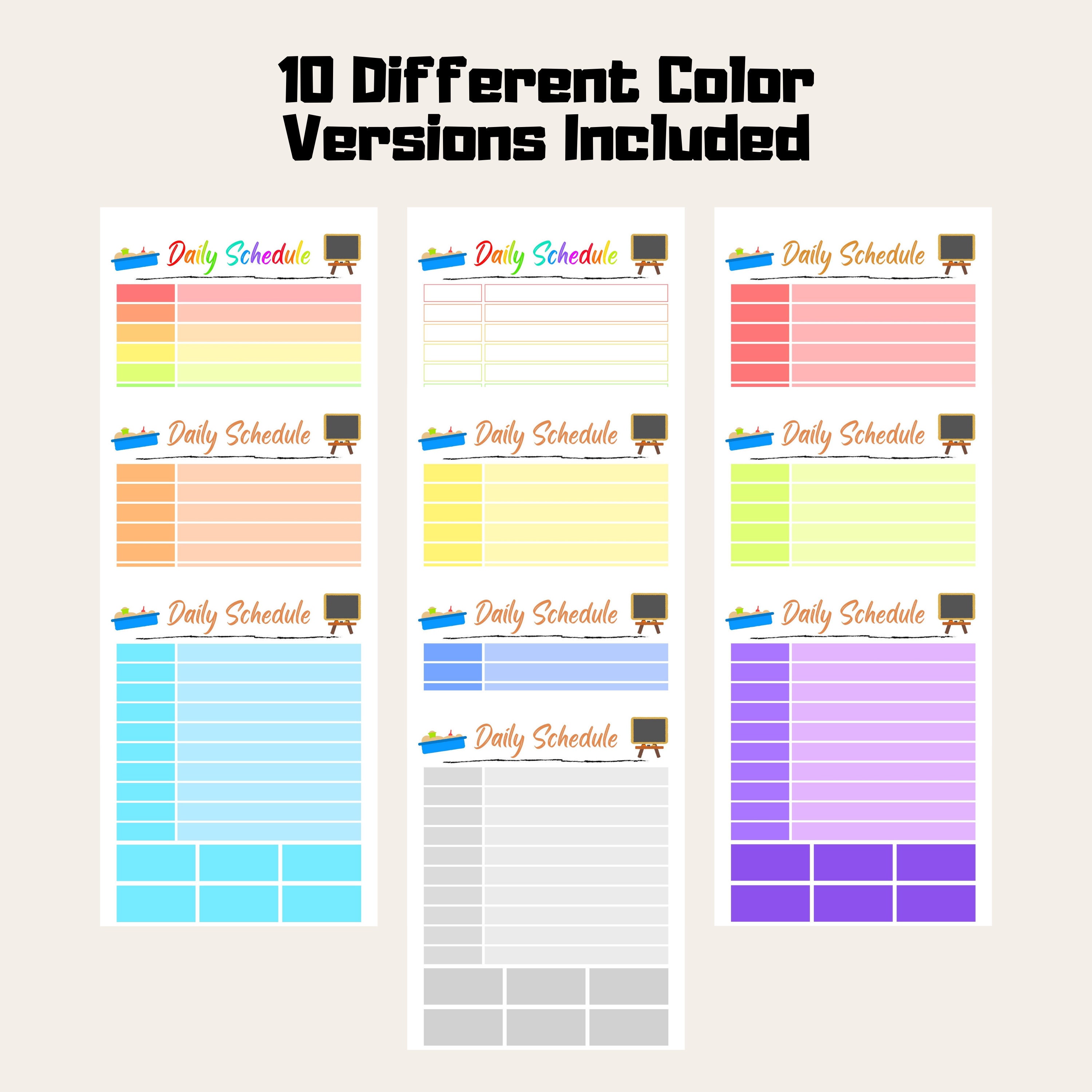 Editable Kids Daily Schedule All Color Bundle the Ultimate - Etsy