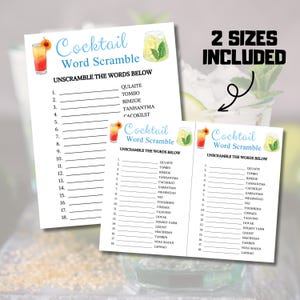 Cocktail Party Word Scramble Game | Printable Cocktail Word Game ...