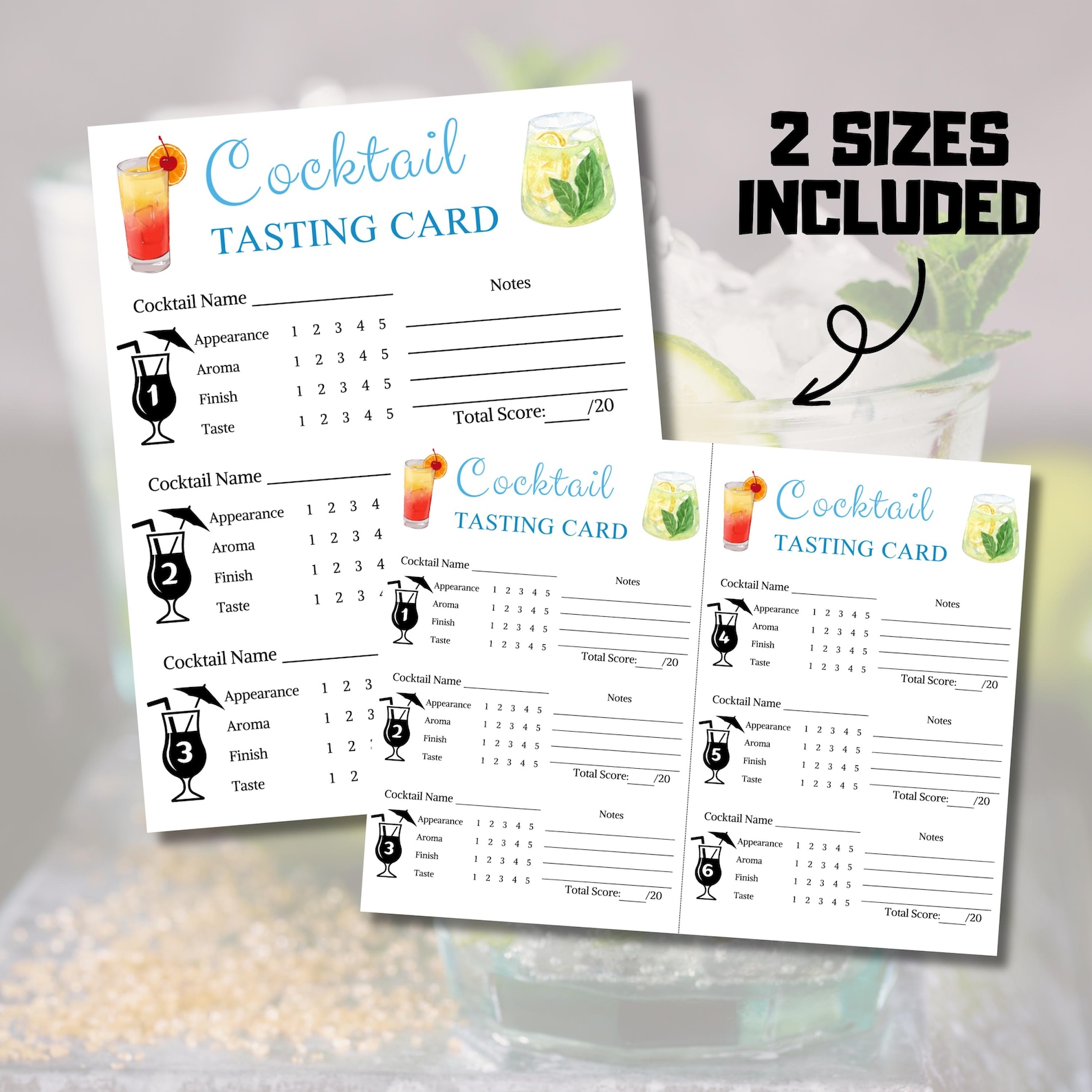 Cocktail Tasting Card | Printable Cocktail Tasting Scorecard | Cocktail ...
