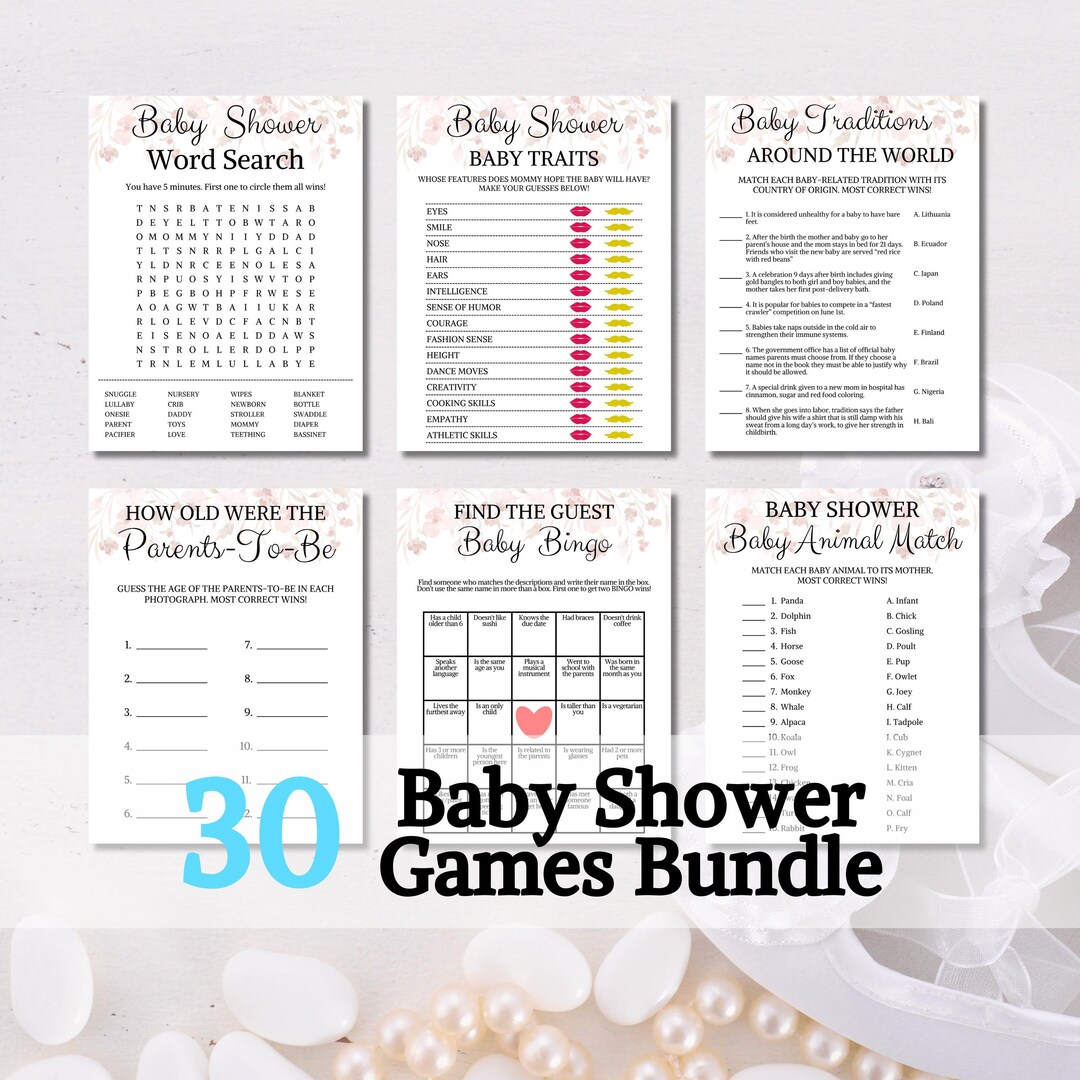 Baby Shower 30 Party Games | BEST PRICE Baby Shower Game Bundle | MEGA ...