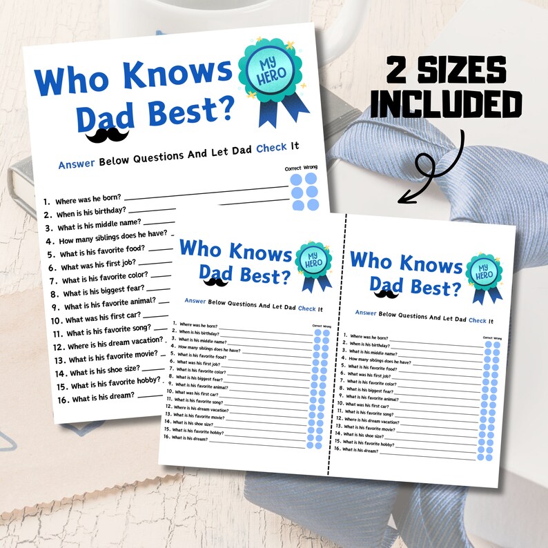 Who Knows Dad Best | Fathers Day Who Knows Daddy Best Game | Printable ...