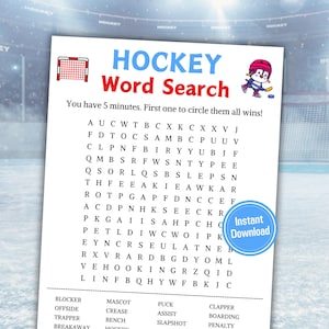Hockey Word Search Game | Hockey Word Find Game | Printable Word Puzzle ...