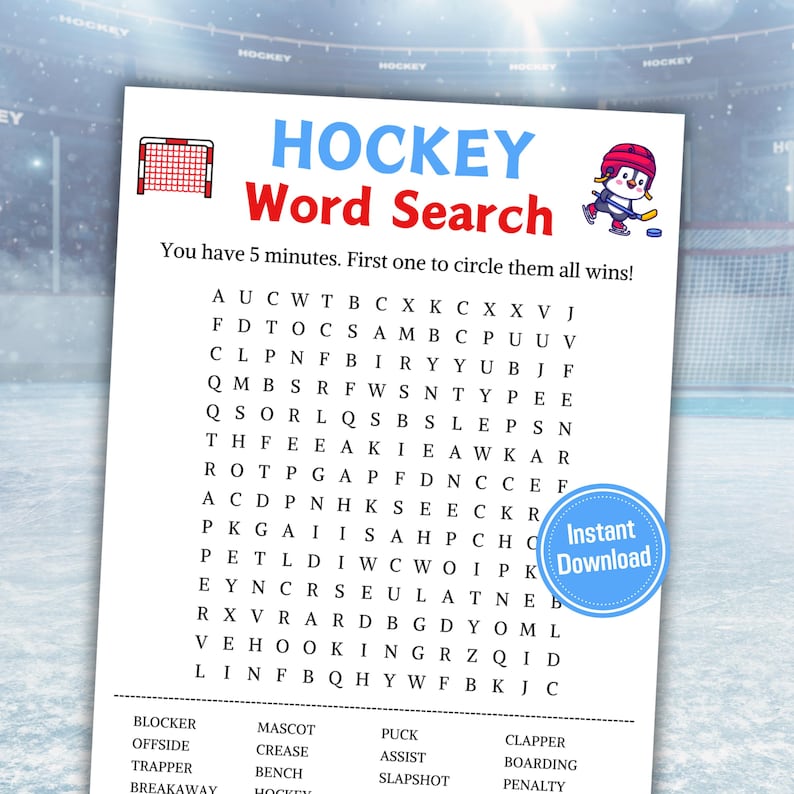 Hockey Word Search Game | Hockey Word Find Game | Printable Word Puzzle ...
