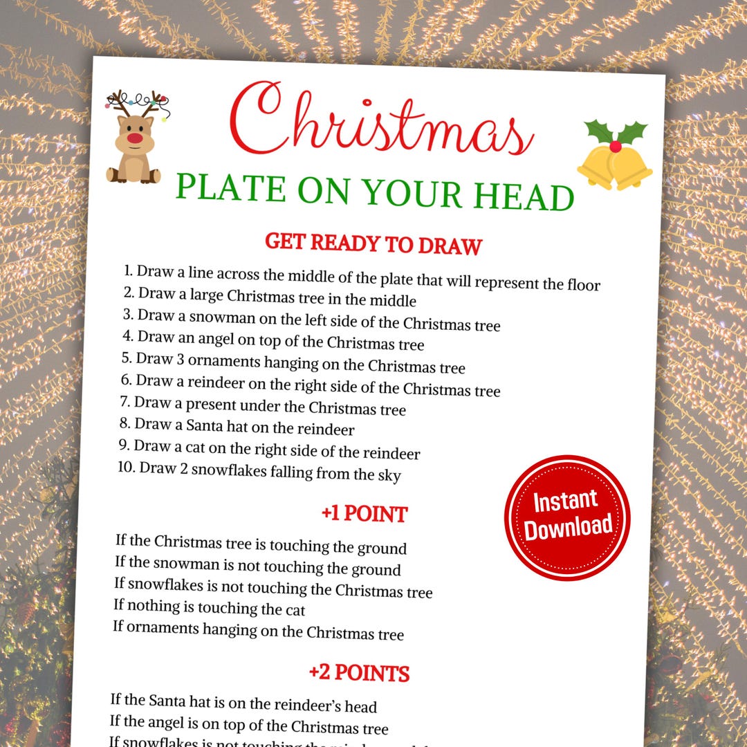 Christmas Plate on Your Head Game | Hilarious Christmas Drawing Game ...
