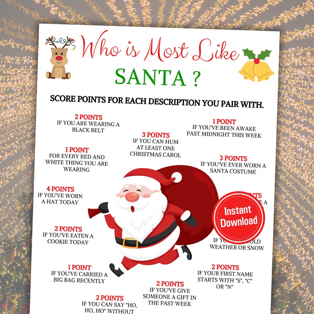 Who is Most Like Santa Game | Christmas Most Likely to Game | Printable ...