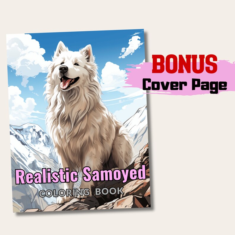 Realistic Samoyed Coloring Book, Samoyed Grayscale Coloring Pages ...