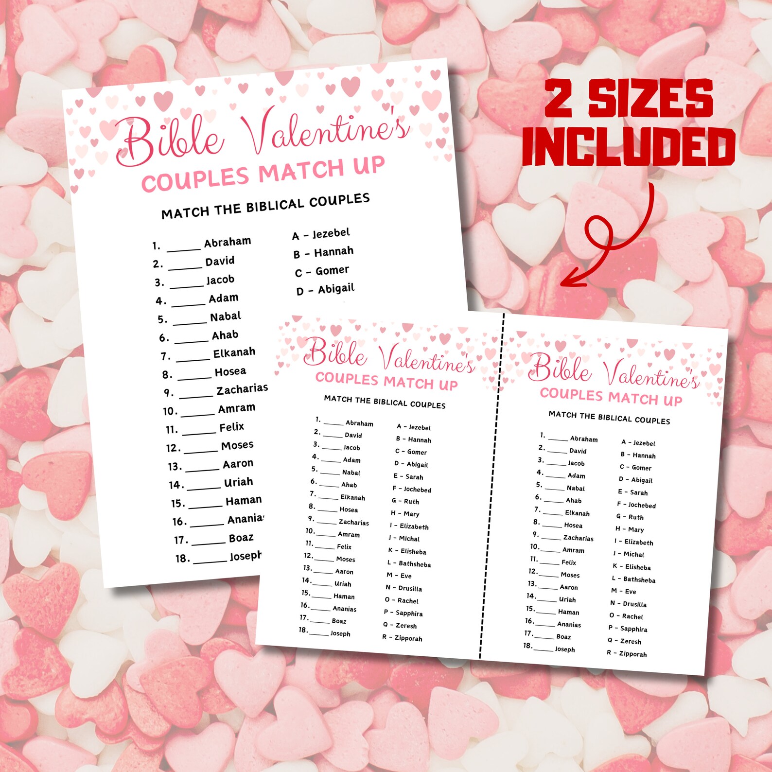 Bible Couples Matching Game | Valentine's Bible Couples Quiz ...