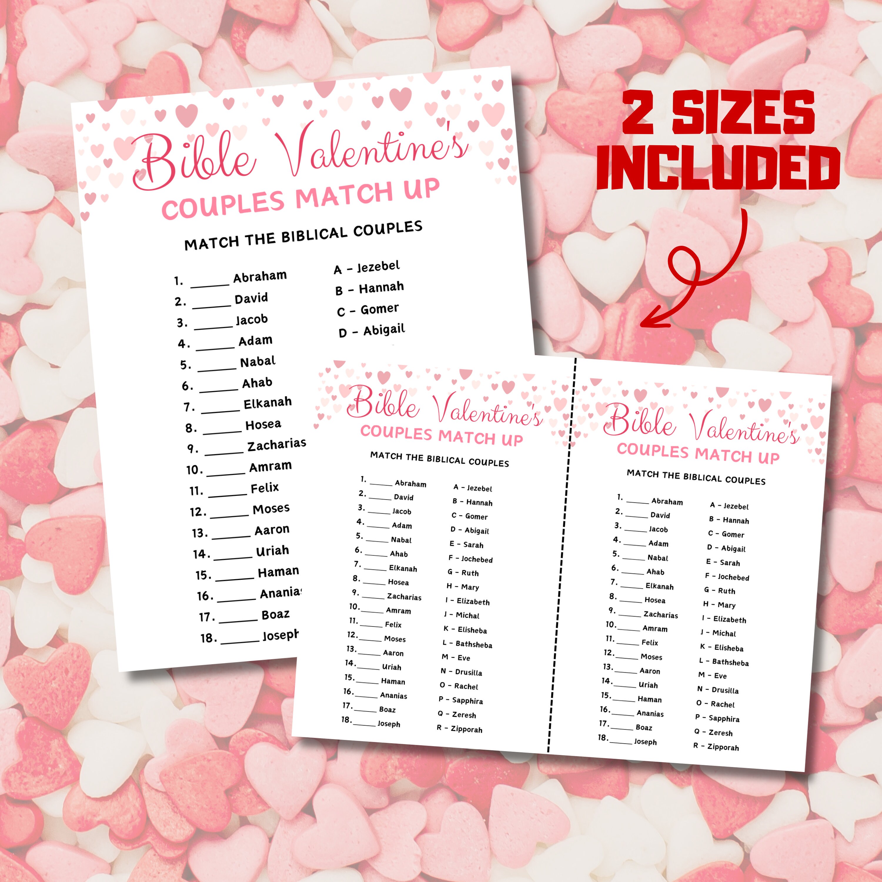 Bible Couples Matching Game | Valentine's Bible Couples Quiz ...