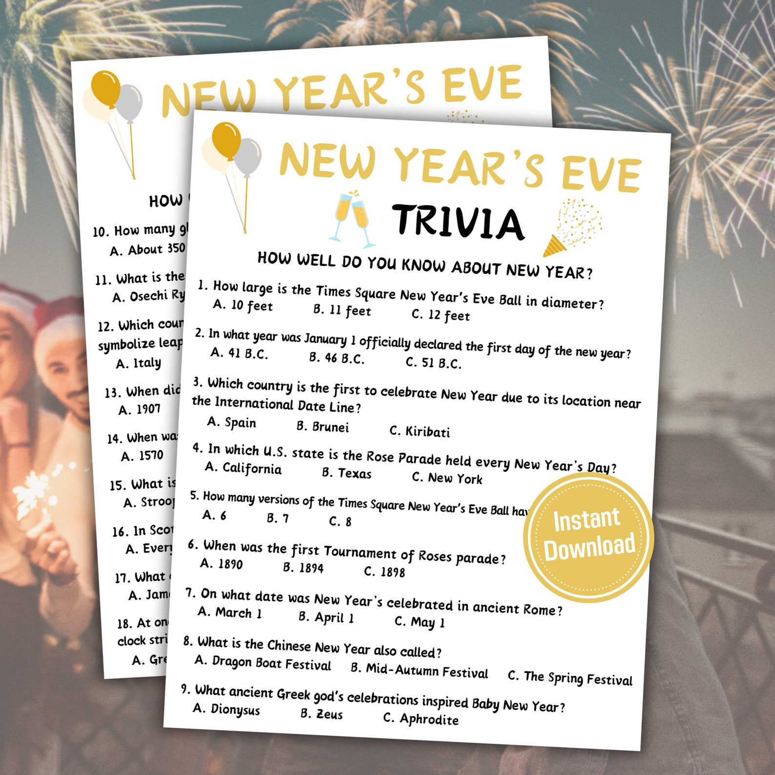 New Year's Eve Trivia | New Year's Eve Party Games | New Years Party ...