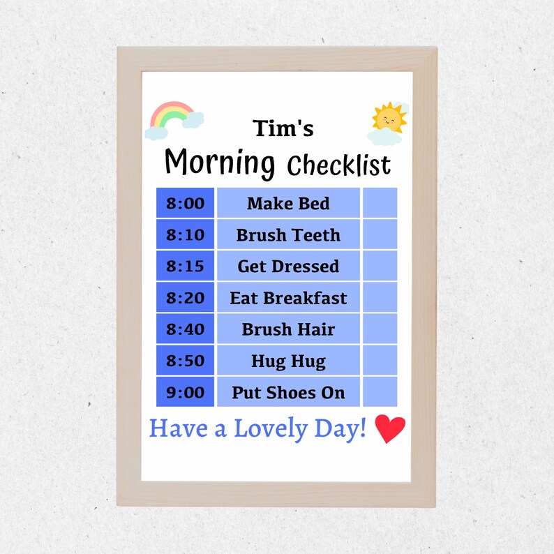 Editable Kids Morning/bedtime Checklist Cool Color Tone Kids Daily ...