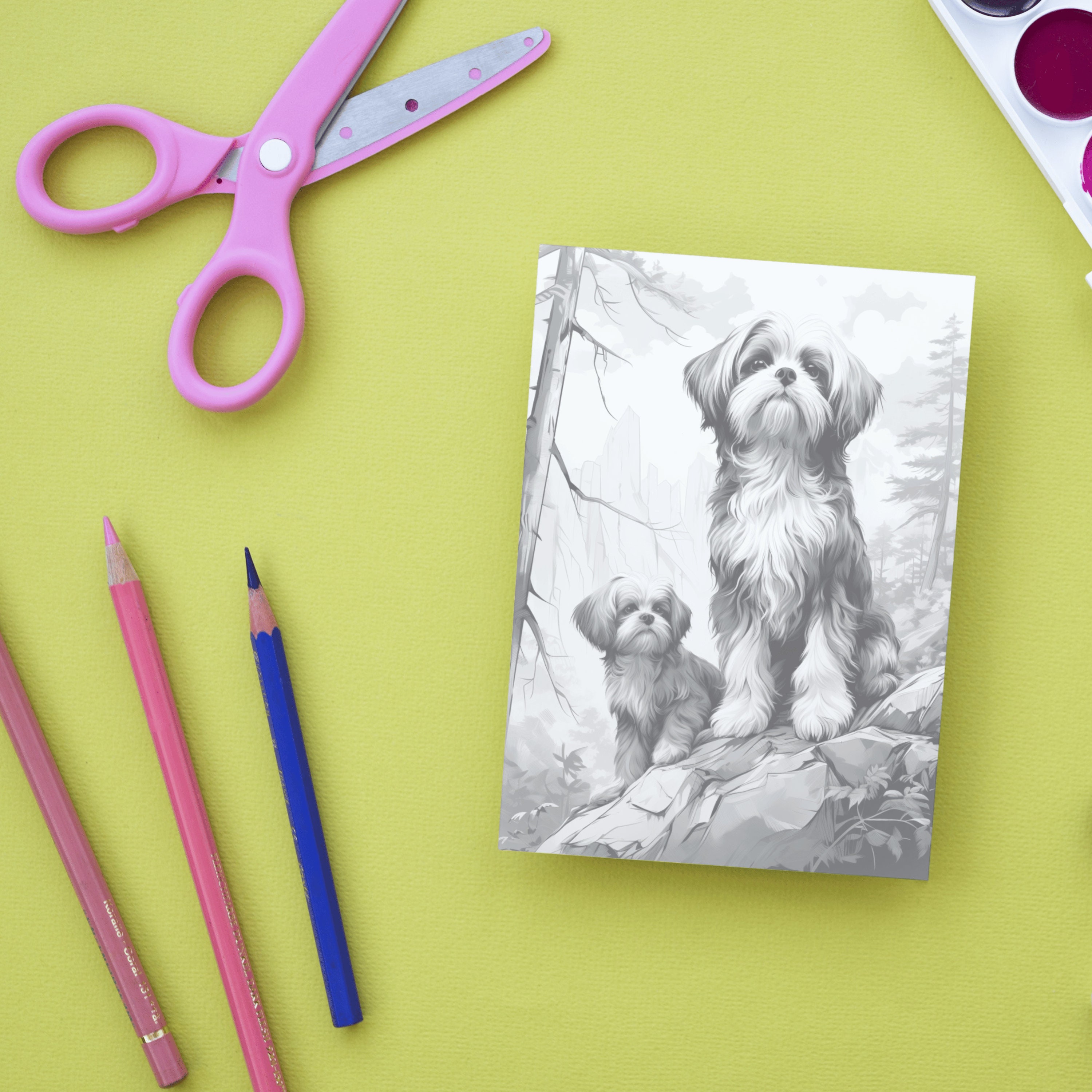 Realistic Shih Tzu Coloring Book, Shih Tzu Grayscale Coloring 20 Pages ...
