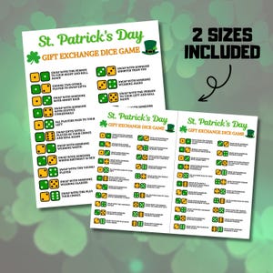 St. Patrick's Day Gift Exchange Dice Game | Printable St. Patty's Gift ...