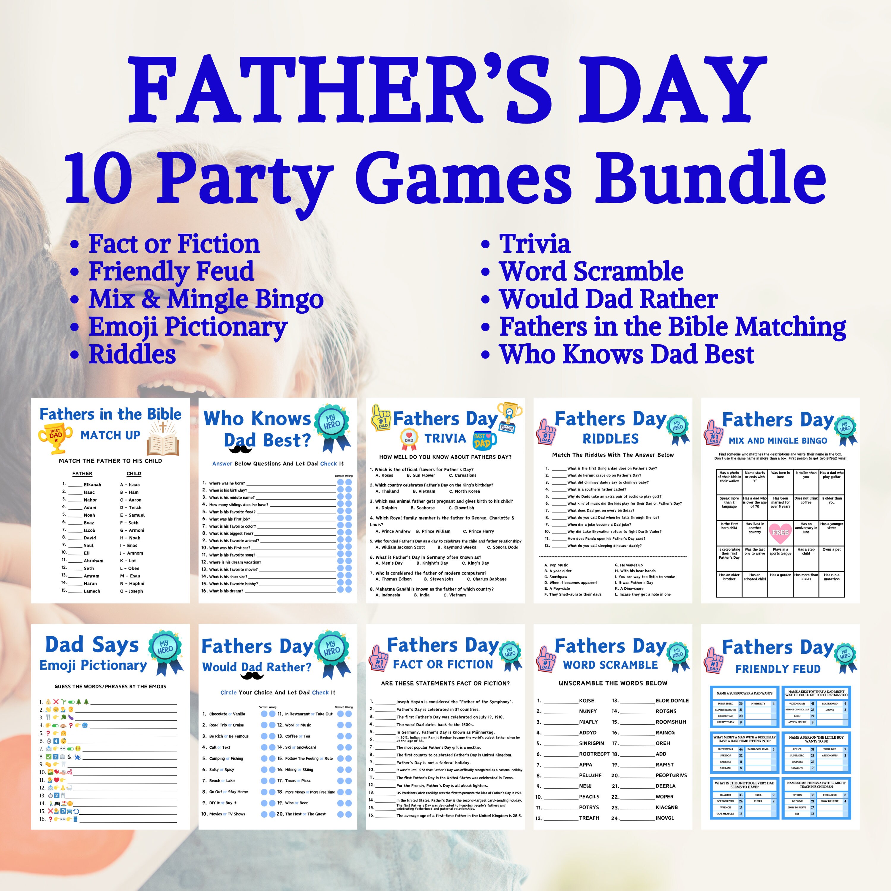 Fathers Day Party Games Bundle 10 Games BEST Price Bundle Father Day ...