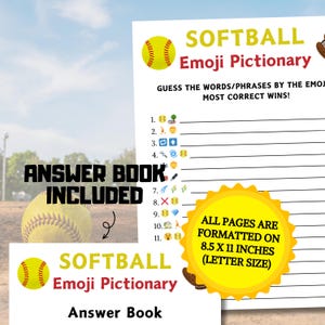 Softball Emoji Pictionary Game | Printable Softball Emoji Game ...
