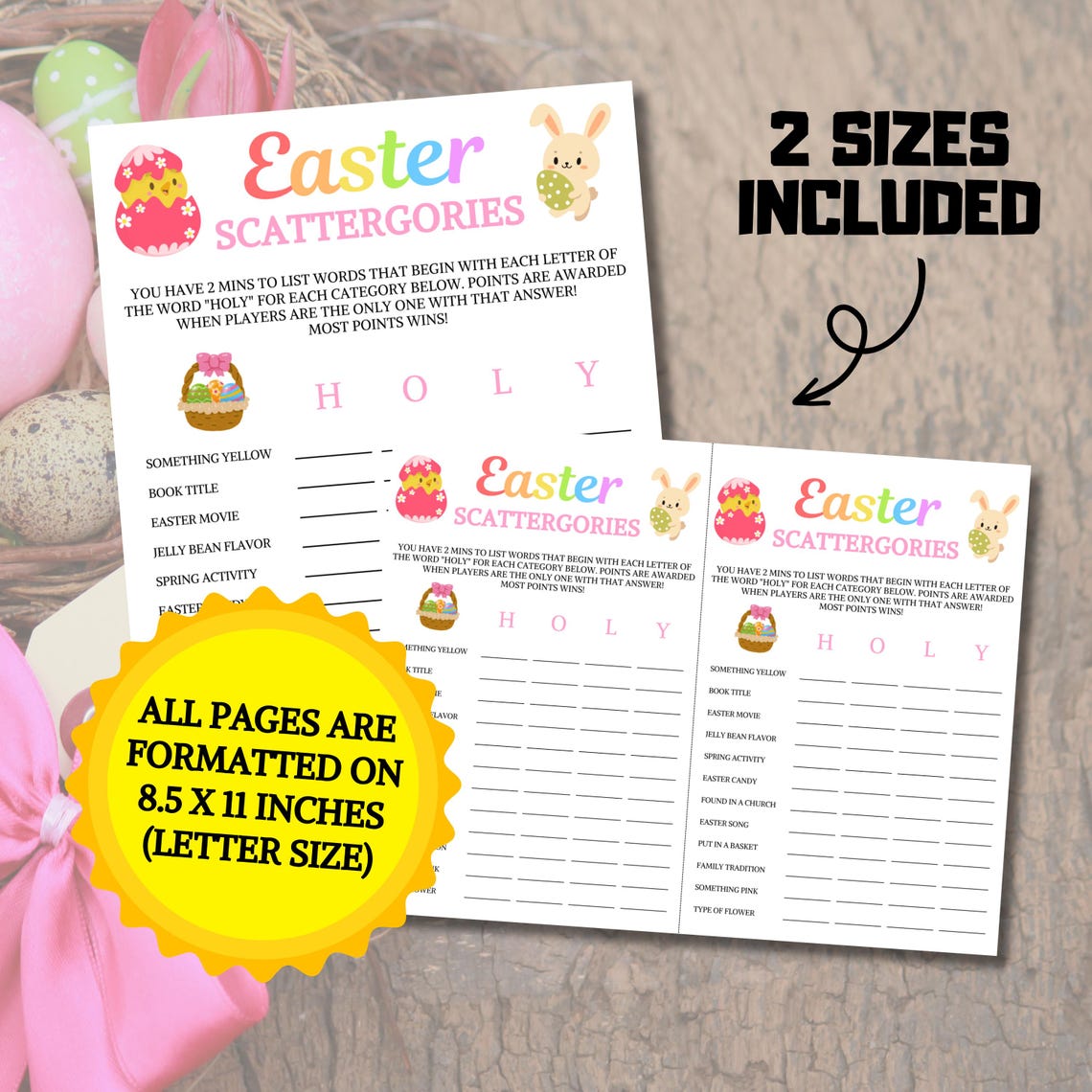 Easter Scattergories Game | Printable Easter Think Fast Game | Easter ...