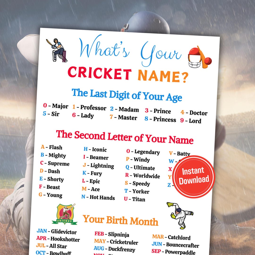 What's Your Cricket Name Game | Printable Cricket Name Generator ...