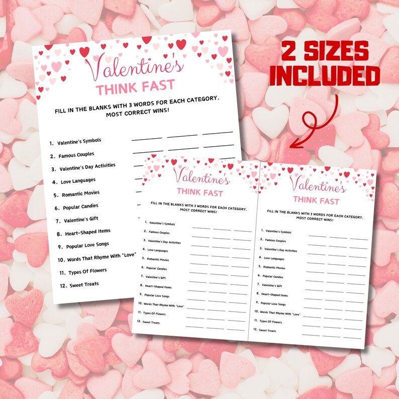 Valentine's Day Think Fast Game | Valentines Day Trivia Game ...