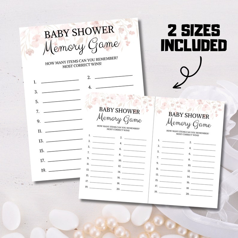Baby Shower Memory Game | Baby Item Memory Game | Guess the Items Card ...