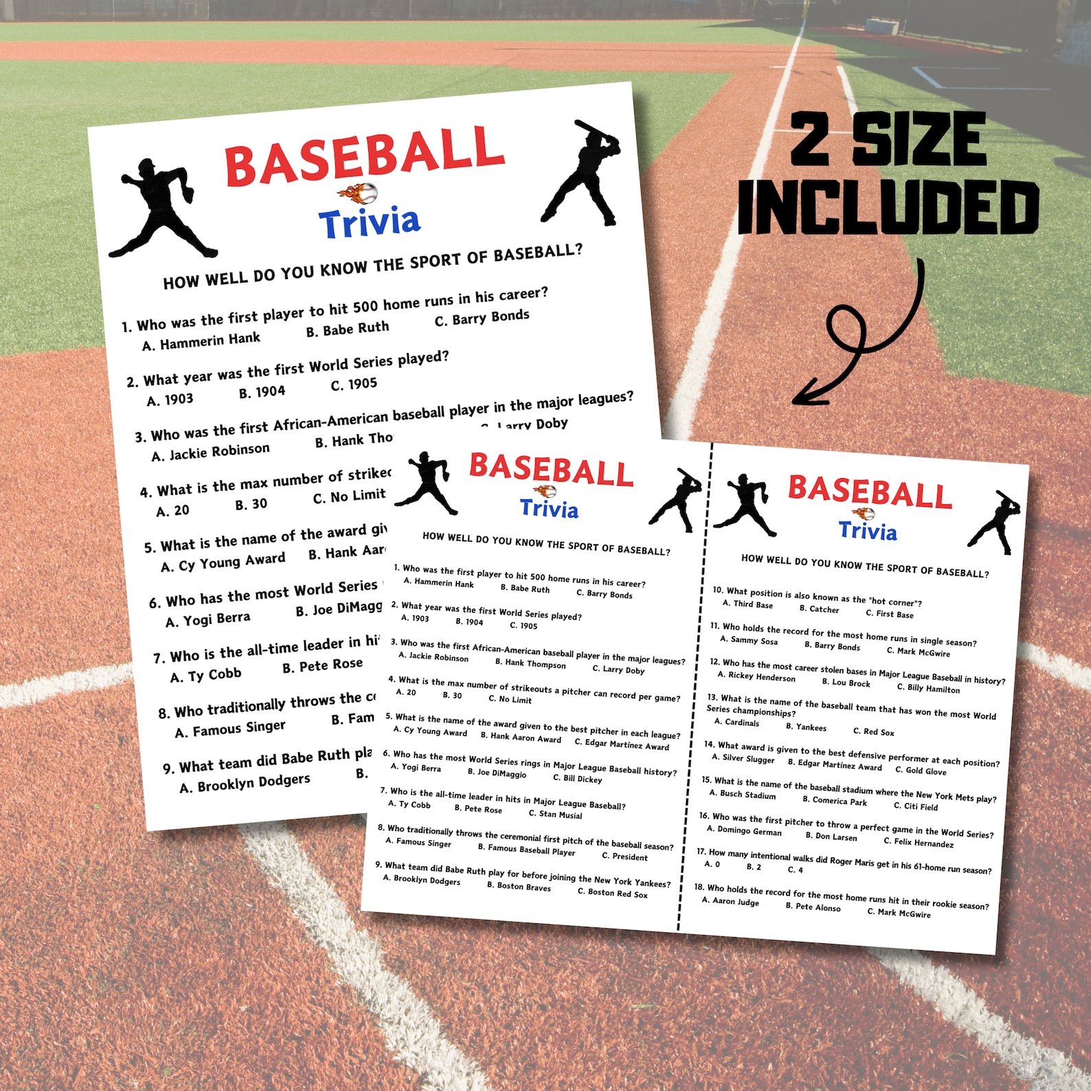 Baseball Trivia Game | MLB Trivia Game for Kids & Adults | Printable ...