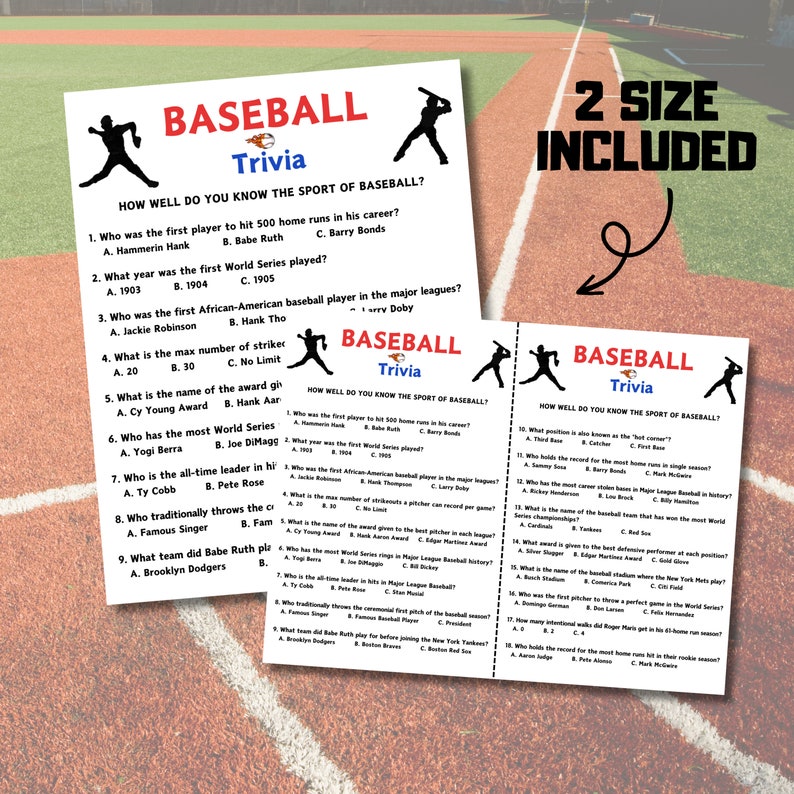 Baseball Trivia Game | MLB Trivia Game for Kids & Adults | Printable ...