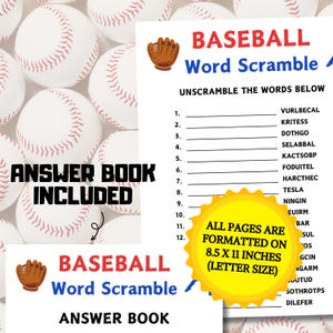 Baseball Word Scramble Game | Printable Baseball Team Word Game ...