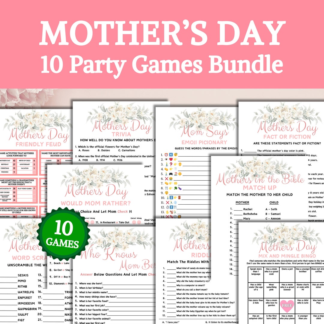 Mothers Day Party Games Bundle | 10 Games BEST Price Bundle | Mother ...