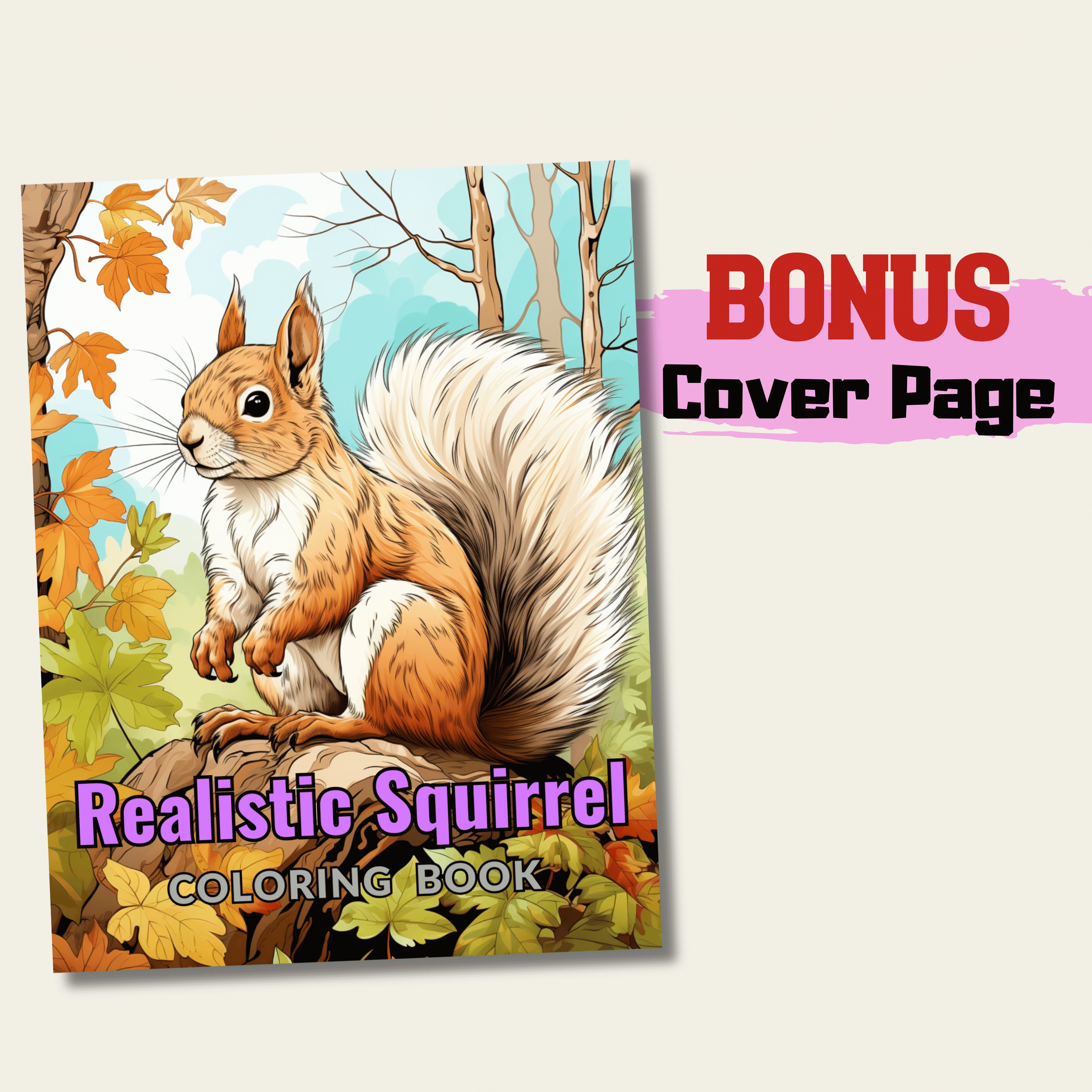 20 Realistic Squirrel Grayscale Coloring Book, 20 Squirrel Coloring Pages Perfect for All Ages ...