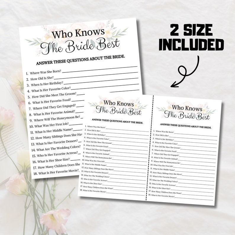 Who Knows the Bride Best How Well Do You Know the Bride Printable ...