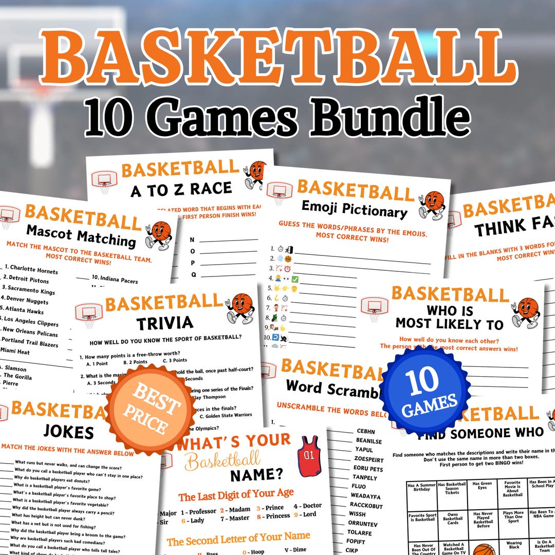 Basketball Games Bundle | Printable Basketball Team Party Game ...