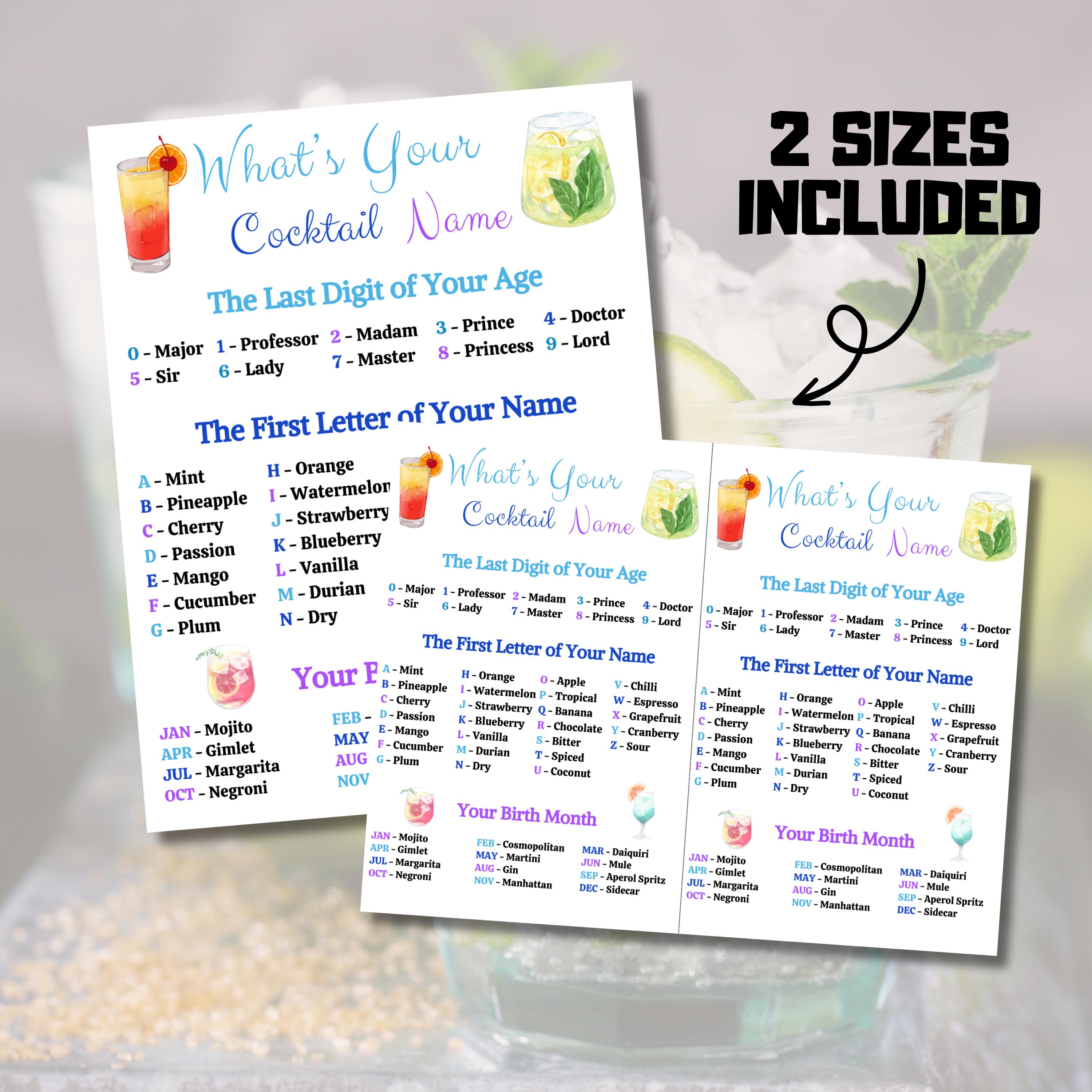 What's Your Cocktail Name | Printable Cocktail Name Generator ...