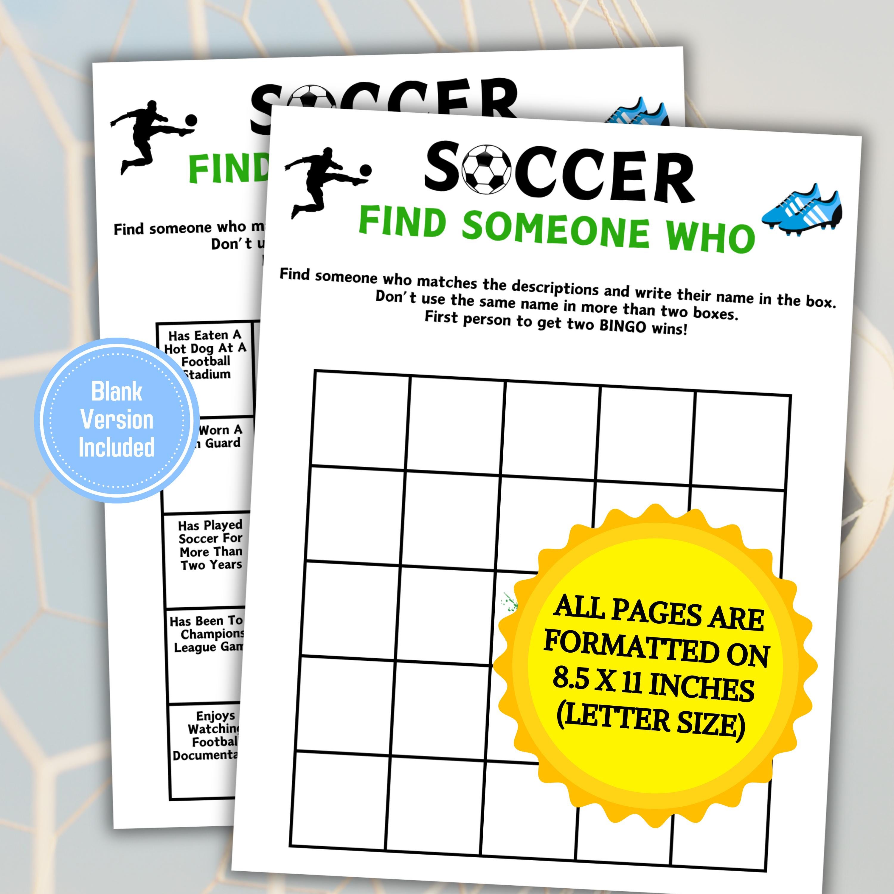 Soccer Find Someone Who Game | Printable Soccer Find the Guest Bingo ...