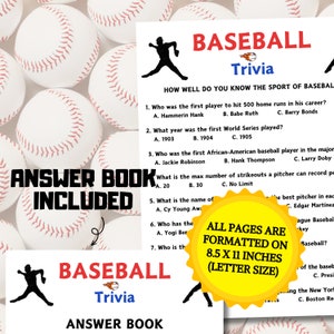 Baseball Trivia Game | MLB Trivia Game for Kids & Adults | Printable ...