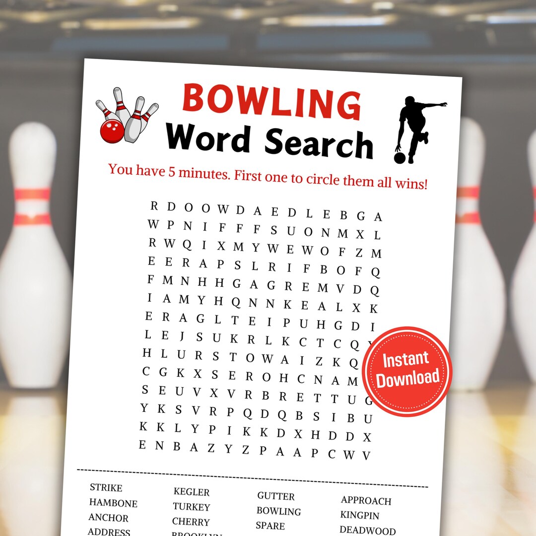 Bowling Word Search Game | Bowling Word Find Game | Printable Bowling ...