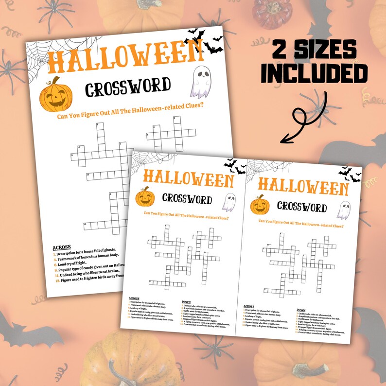 Halloween Crossword Game | Printable Halloween Word Puzzle | Halloween ...