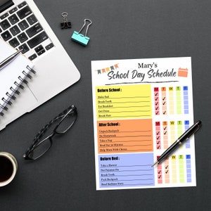 Kids Daily School Day Schedule | Kids Editable Daily Checklist ...