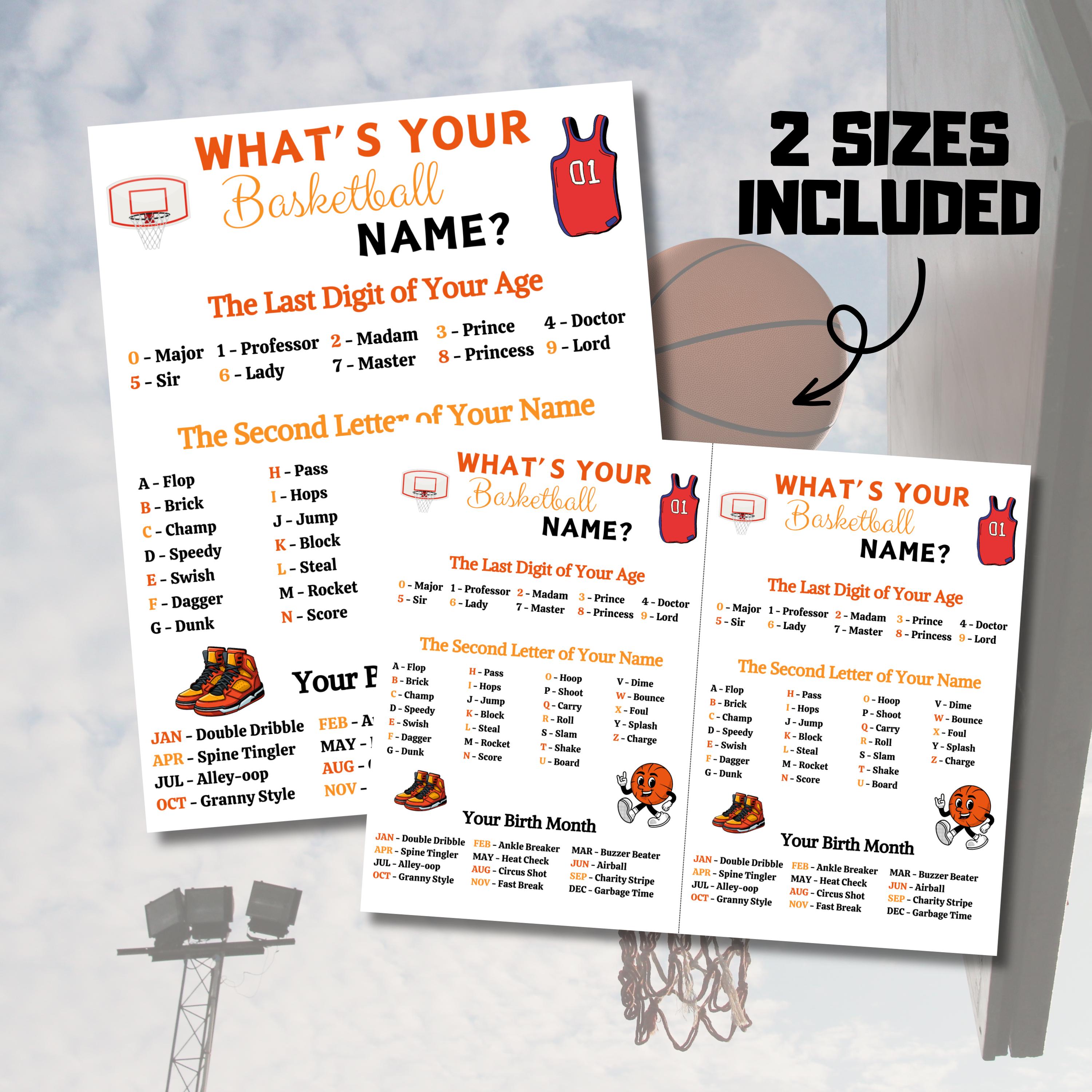 What's Your Basketball Name Game | Basketball Party Name Generator ...