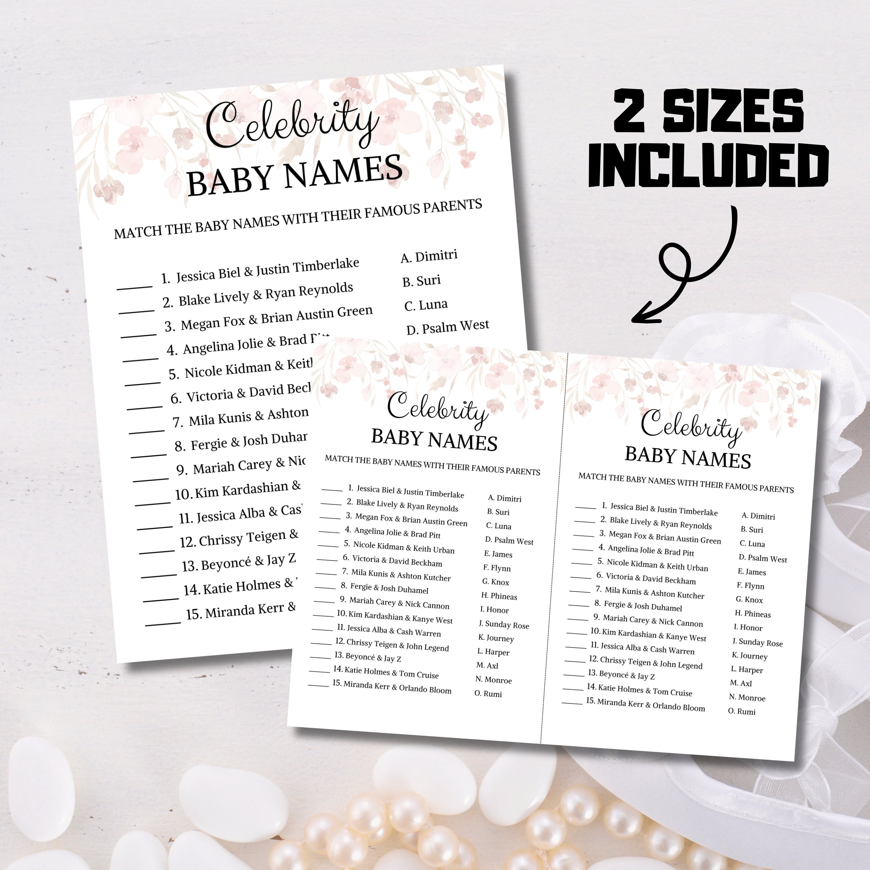 Celebrity Baby Names Baby Shower Game Guess Celebrity Baby Baby Shower ...